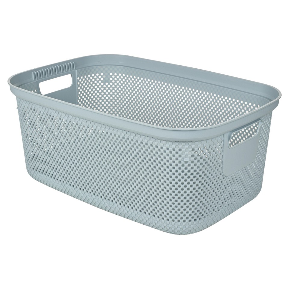 30L Large Plastic Laundry Washing Clothes Basket Mesh Storage Hamper w ...