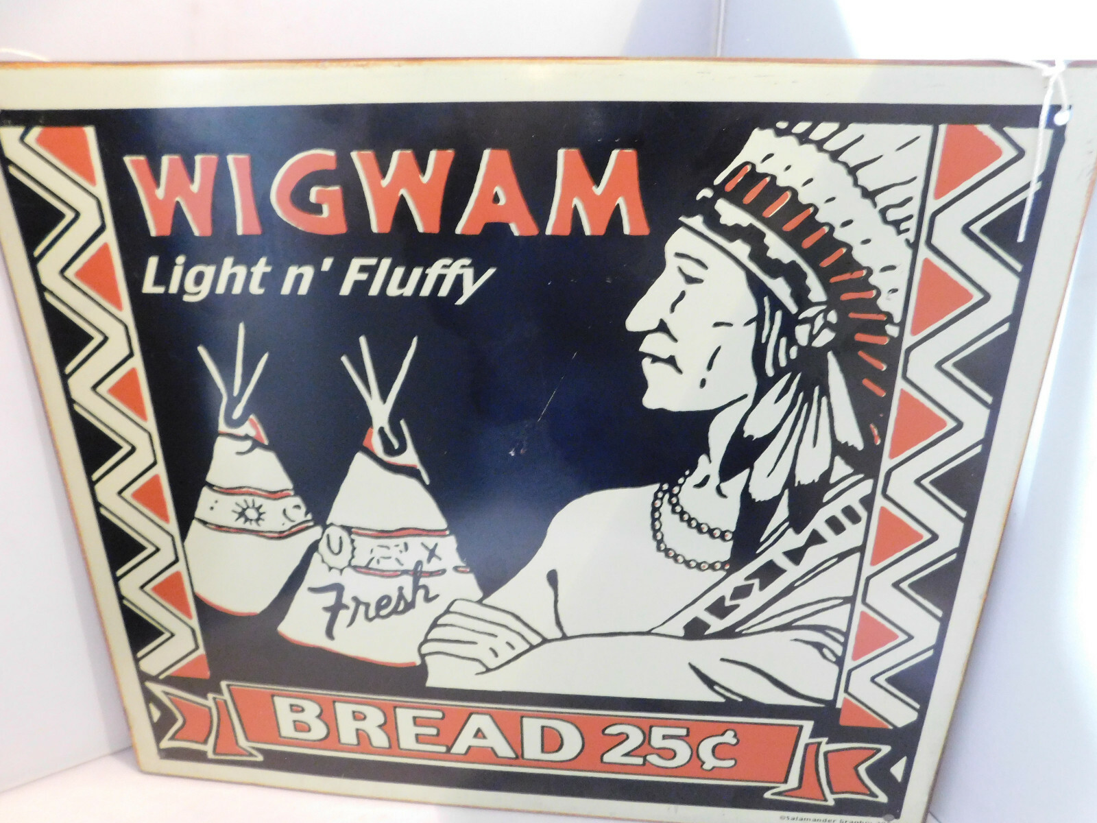 WIGWAM LIGHT & FLUFFY BREAD 25CENTS TIN SIGN | eBay