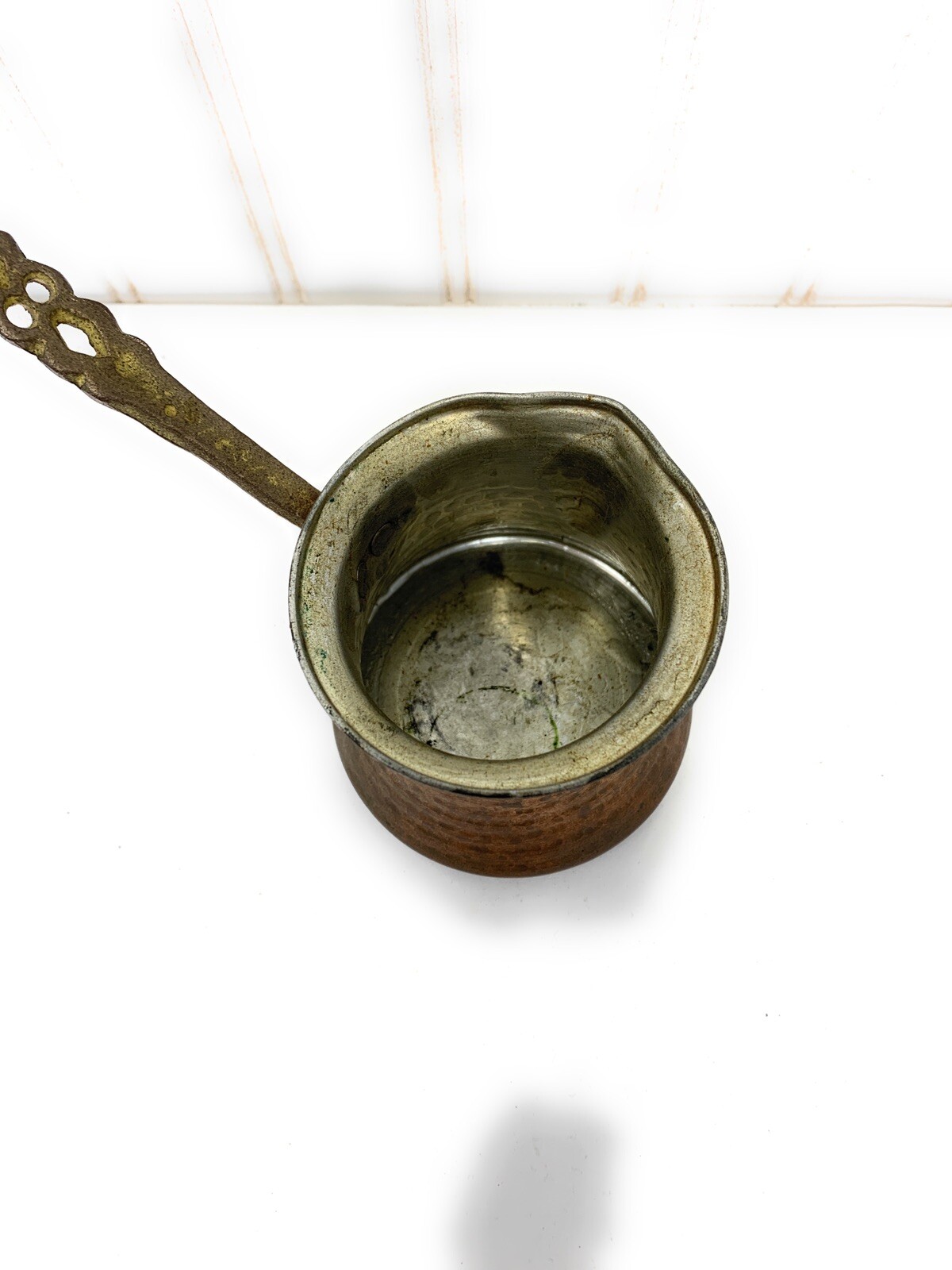Traditional Turkish Copper Coffee Pot Cezve Ibrik w/ Cast Brass Handle ...