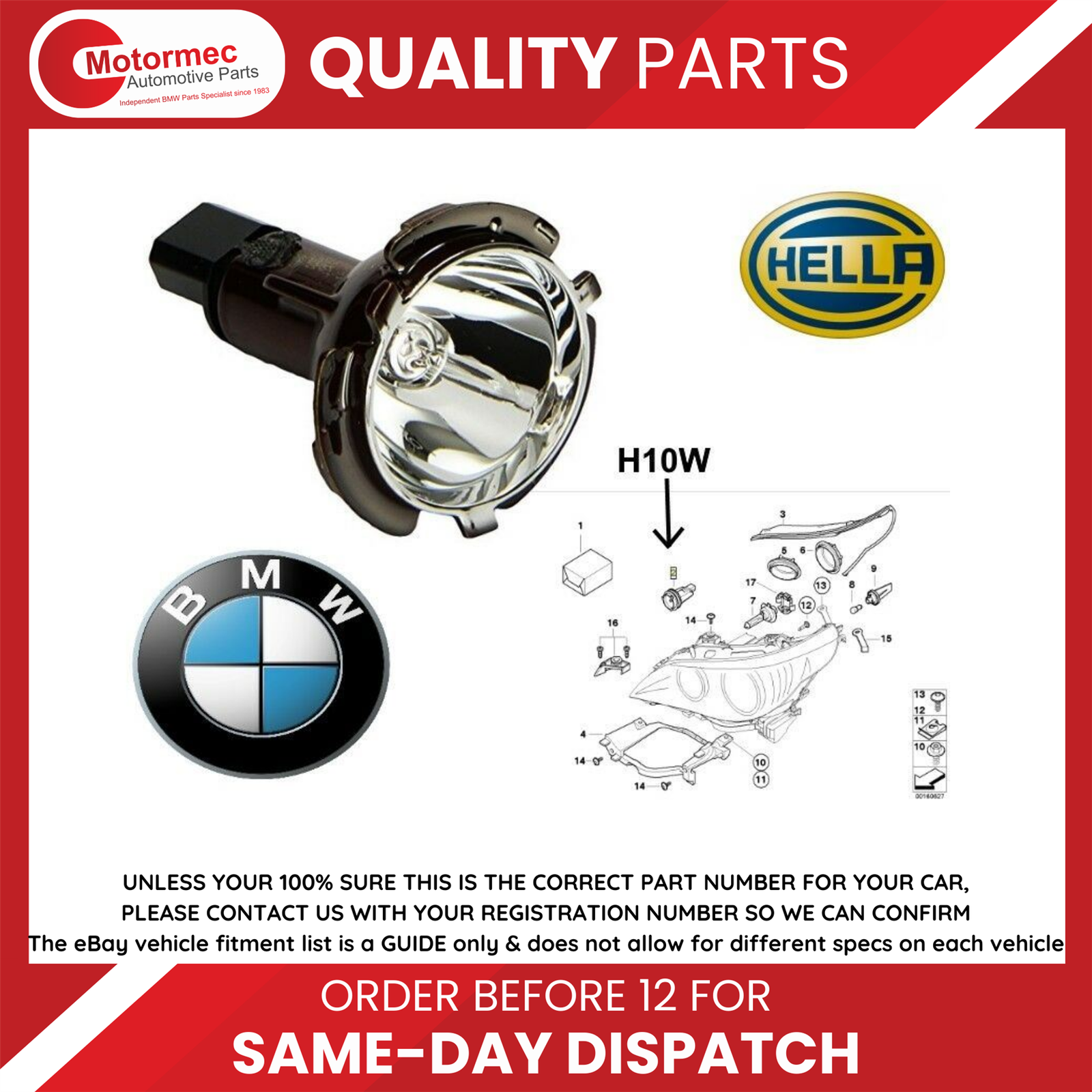 HELLA H10W Halogen Angel Eyes Bulb & Holder fits BMW E60 E61 04/07 | eBay