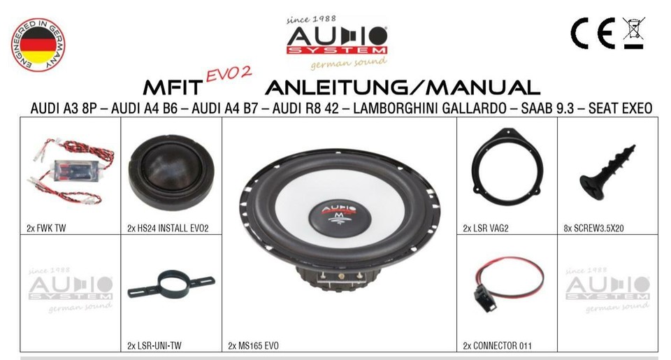 AUDIO SYSTEM MFIT AUDI A4 B7 EVO2 Kombo Lautsprecher SET für AUDI A4 B7 ...