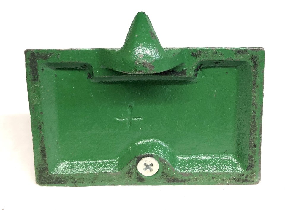 VTG Solid Cast Iron Merry Christmas Tree w/Angel/Train Mantel Stocking ...