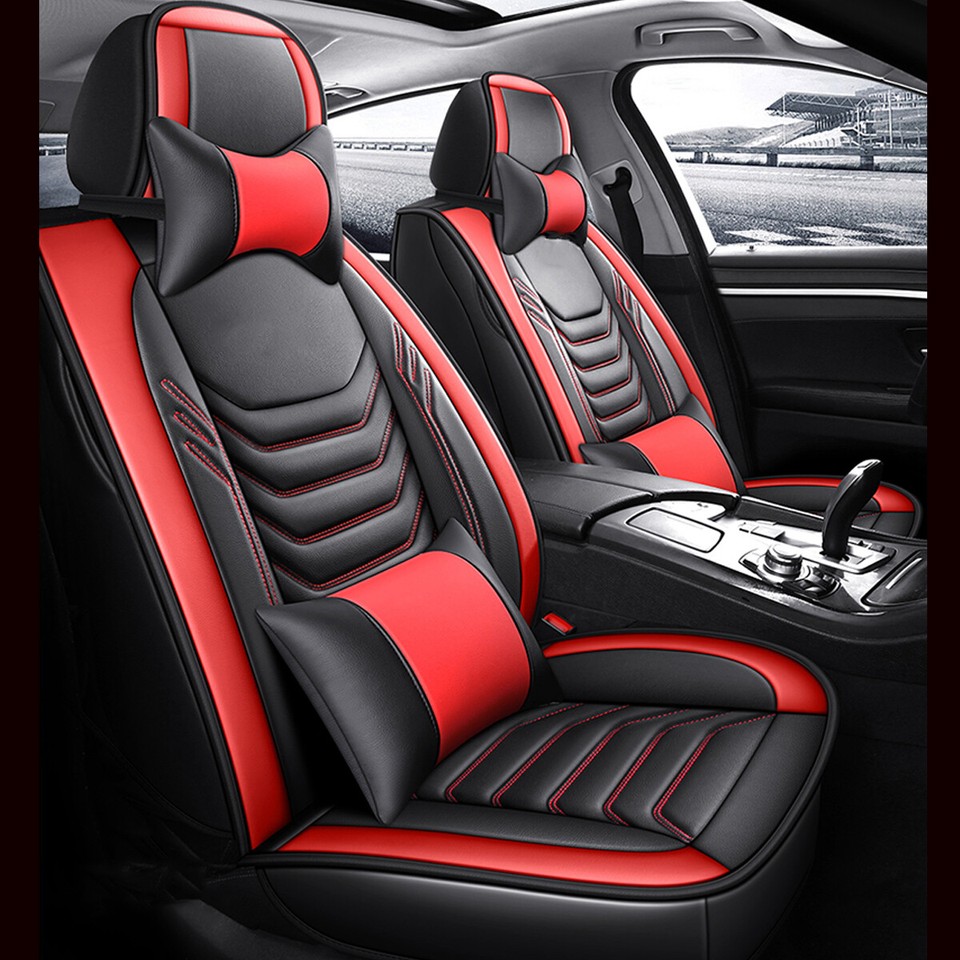 Red Car Seat Cover For Mercedes-Benz 5-Seat Front & Rear Full Set PU ...