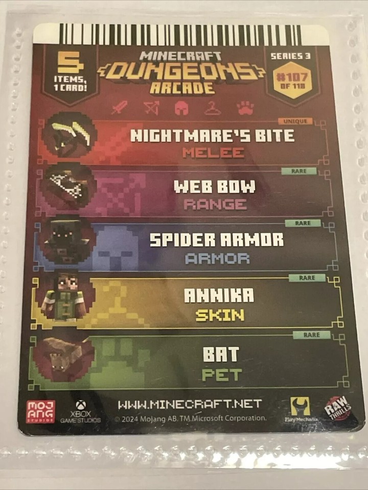 Minecraft Dungeons Arcade Series 3 Hero Foil Card - Choose Card (Wargen ...