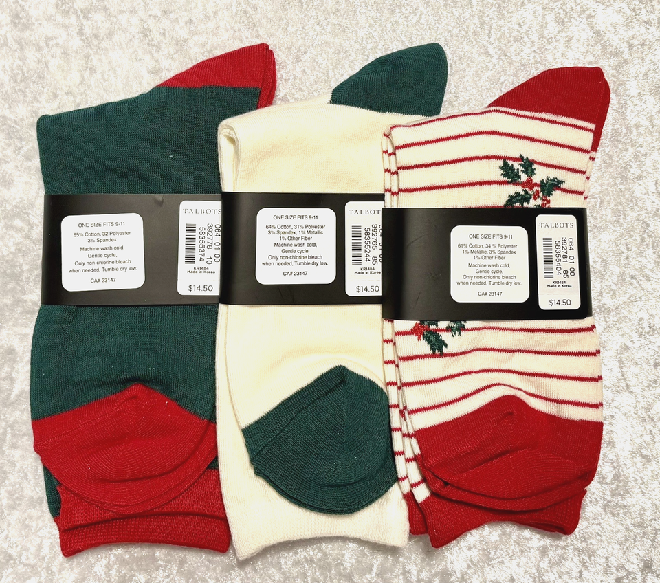 TALBOTS - JINGLE THE BELLS - WINTER/CHRISTMAS THEMED TROUSER SOCKS (3 PAIRS/NWT) | eBay