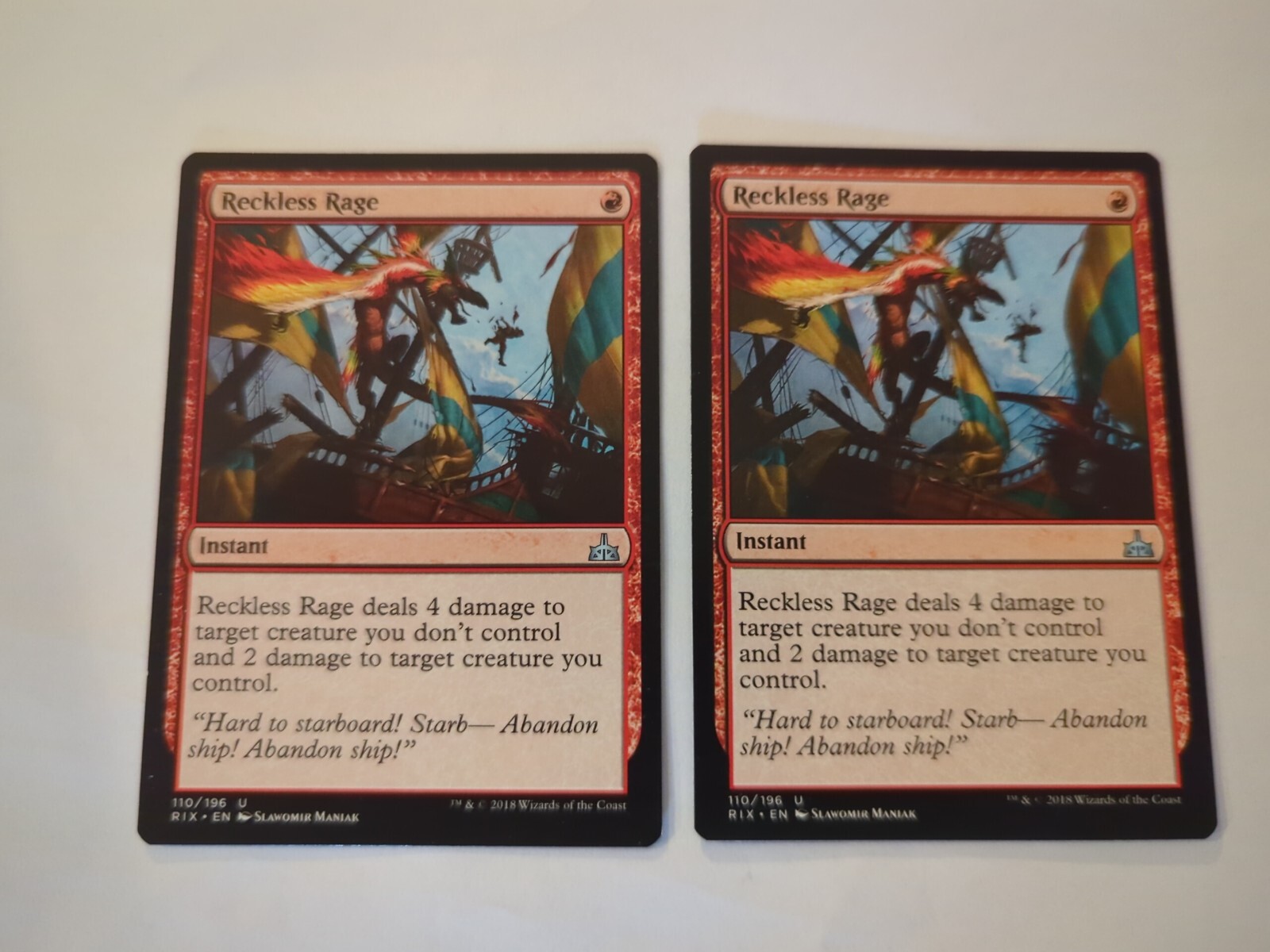 MTG Reckless Rage Rivals of Ixalan 110/196 Regular Uncommon for sale ...