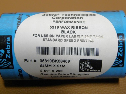 Zebra Performance ~ LOT of (3) ~ 5319 05319BK06409 Black Wax Ribbon 2. ...