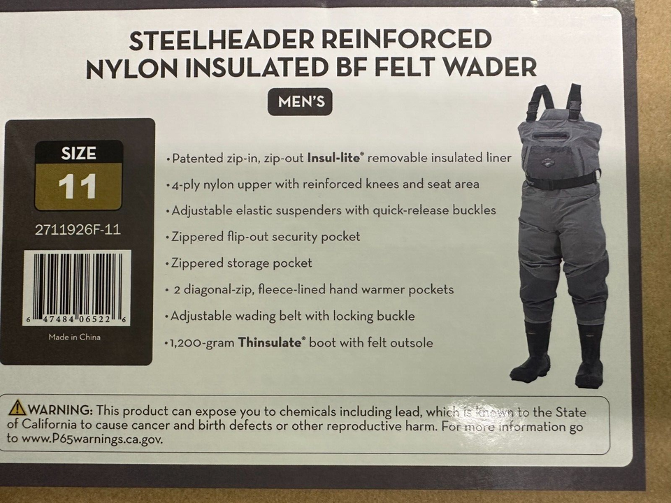 Frogg Toggs Size 12 SteelHeader Reinforced Insulated felt Sole Boot ...