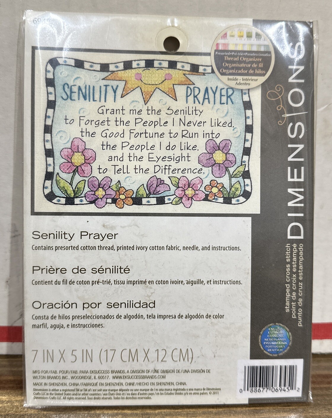 Dimensions 6945 Senility Prayer Stamped Cross Stitch Kit 7x5 2002 for ...
