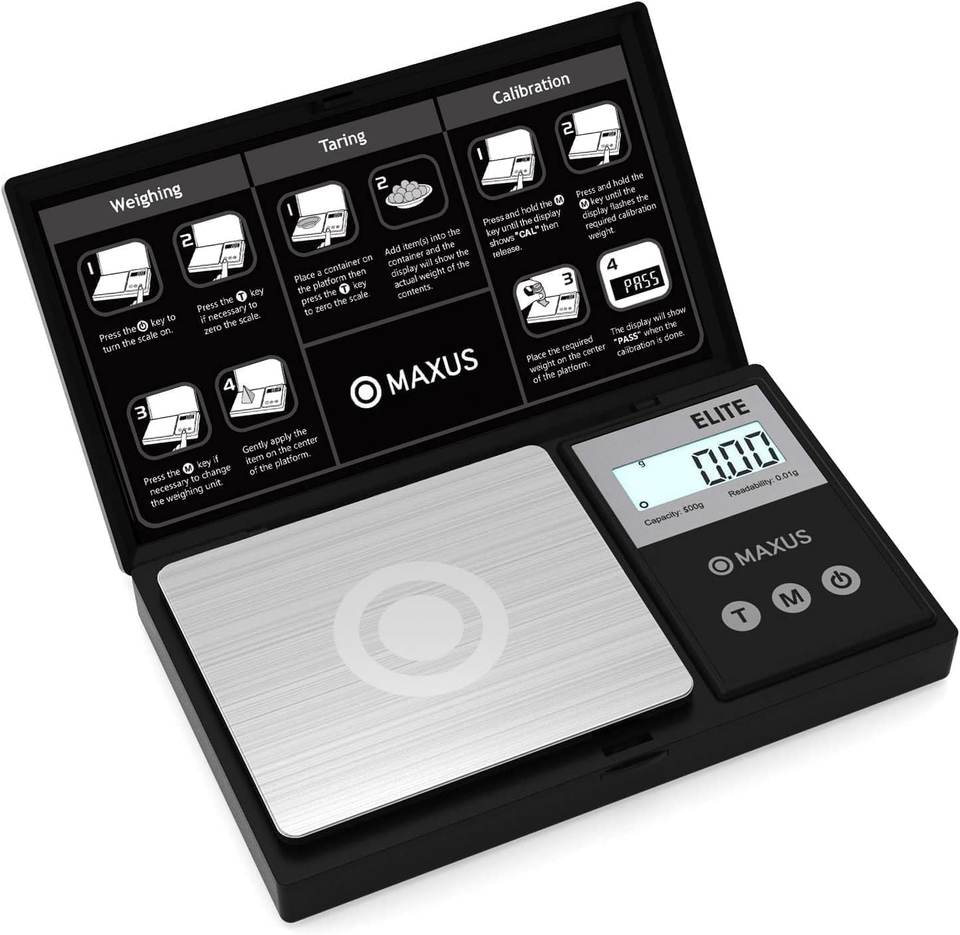MAXUS Precision Pocket Scale 500G X 0.01G, Digital Gram Scale with Tray ...