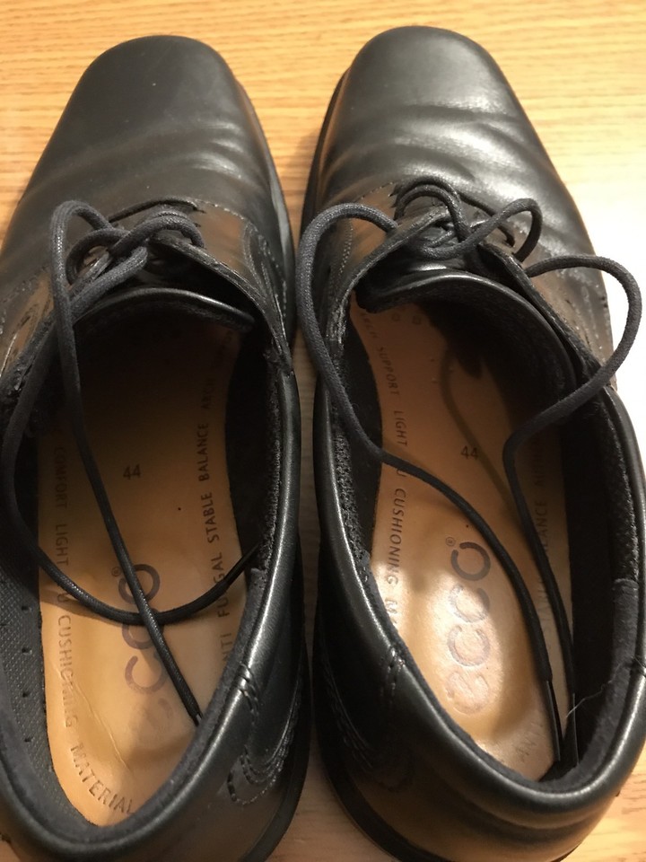 Ecco Shoes Lace Up Oxfords Men Size 46 US 12 Black Leather | eBay