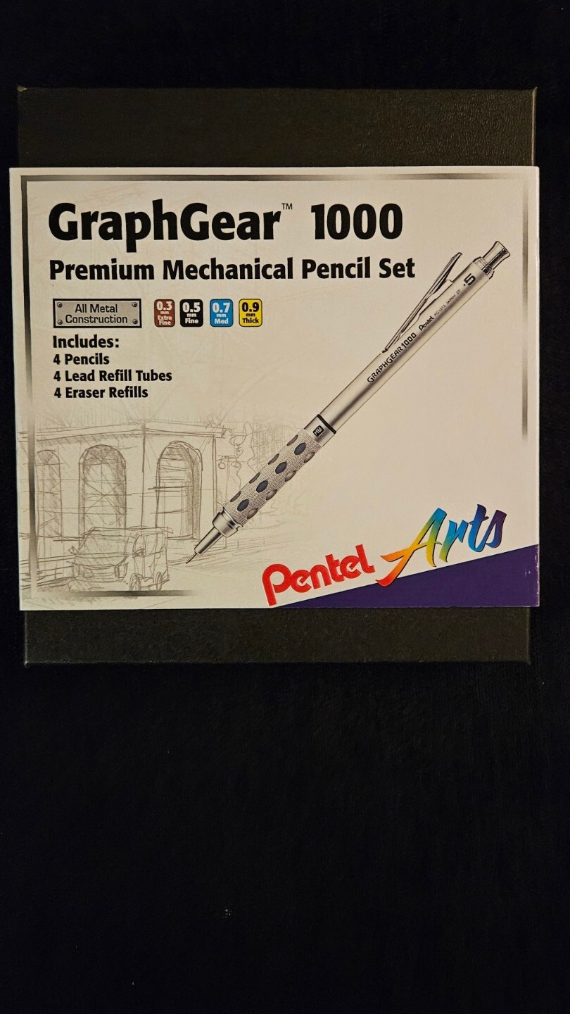 Pentel Arts Graphgear 1000 Premium Gift Set With Refill Leads & Erasers ...