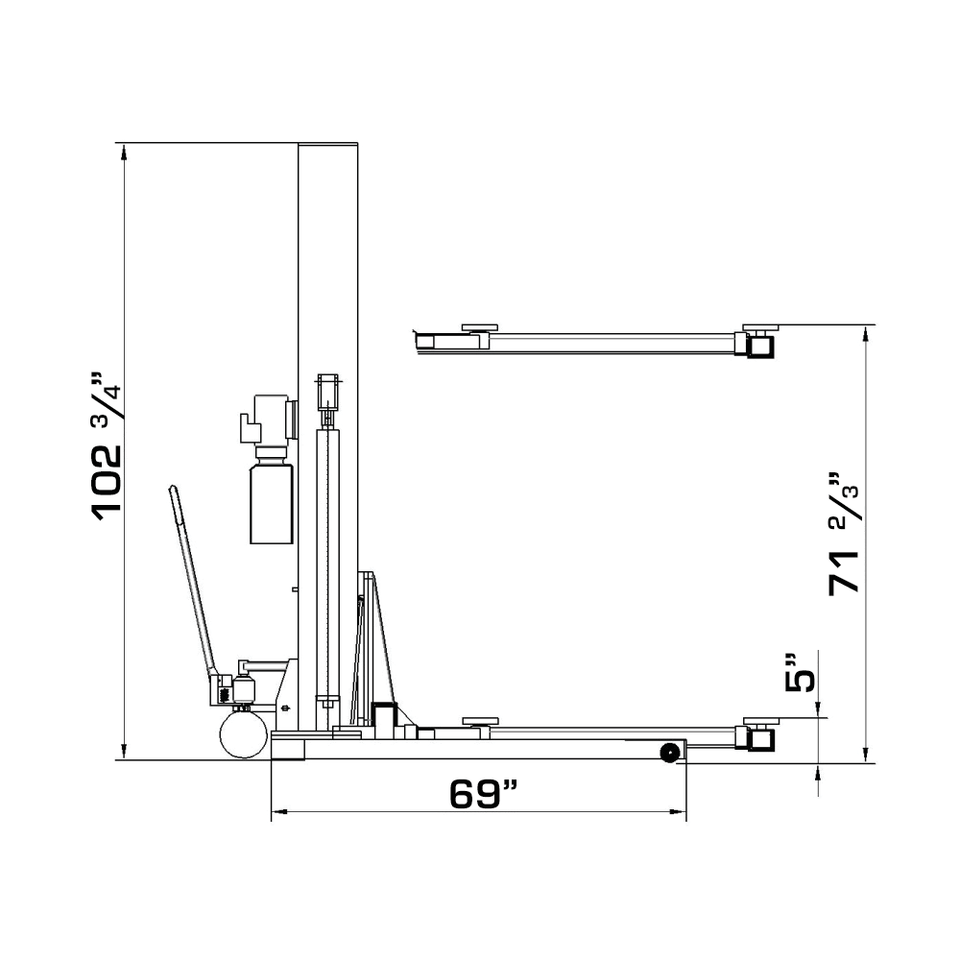 Motooltech SPL700 7000lbs Single Post Lift 110v Hydraulic Portable Lift ...