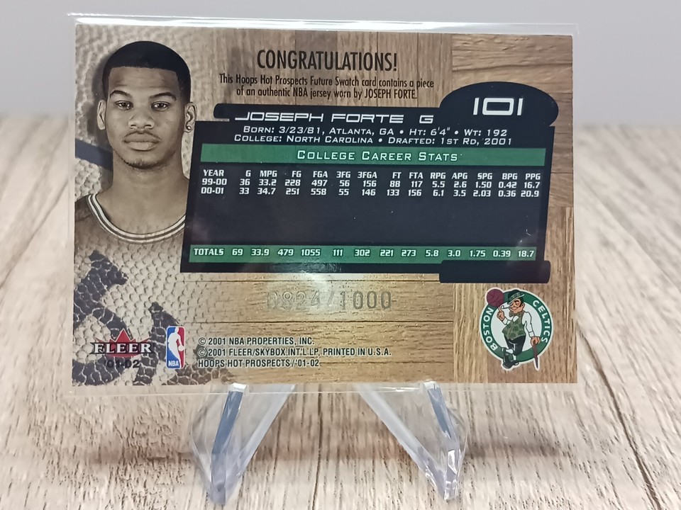 2001-02 NBA Hoops Hot Prospects Future Swatch Joseph Forte /1000 | eBay