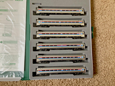 Kato n-scale Amfleet 1 Amtrak Ph. 1 paint 4 car set + 2 car set lighted ...