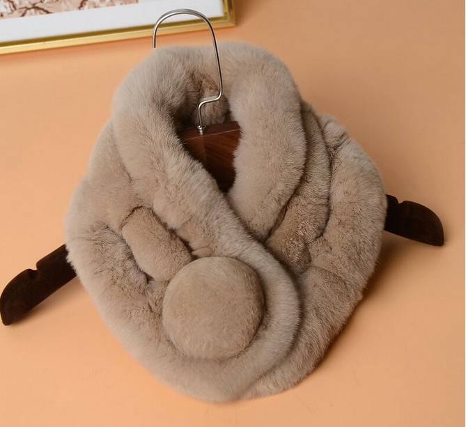100% Real Rabbit Fur Scarf Knitted Neck Warm Collar Scarves Wraps ...