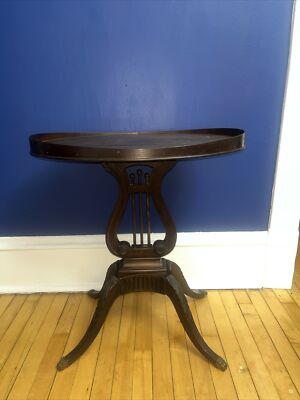 Antique Lyre harp Side table Brass Claw Feet Great Piece | eBay