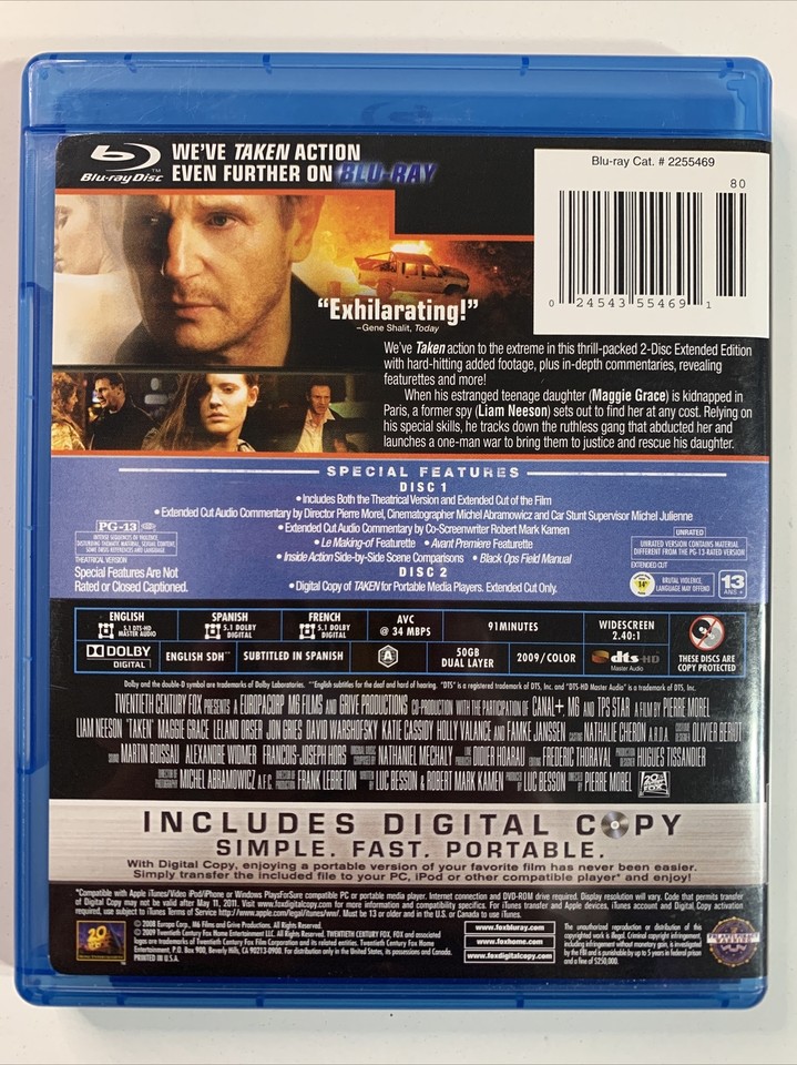 Taken (Blu-ray Disc, 2009, 2-Disc Set, Extended Cut; Includes Digital ...