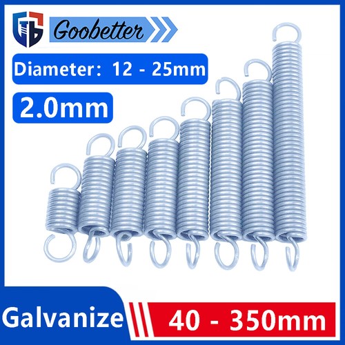 2.0mm Galvanize Hook Springs Steel Extension Tension Spring Length 40mm ...