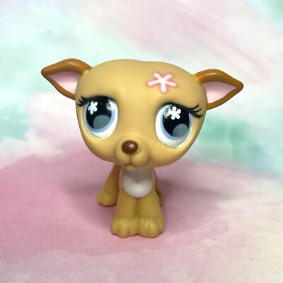 LPS Littlest Pet Shop #498 Brown Tan Greyhound Dog Blue Eyes Pink ...