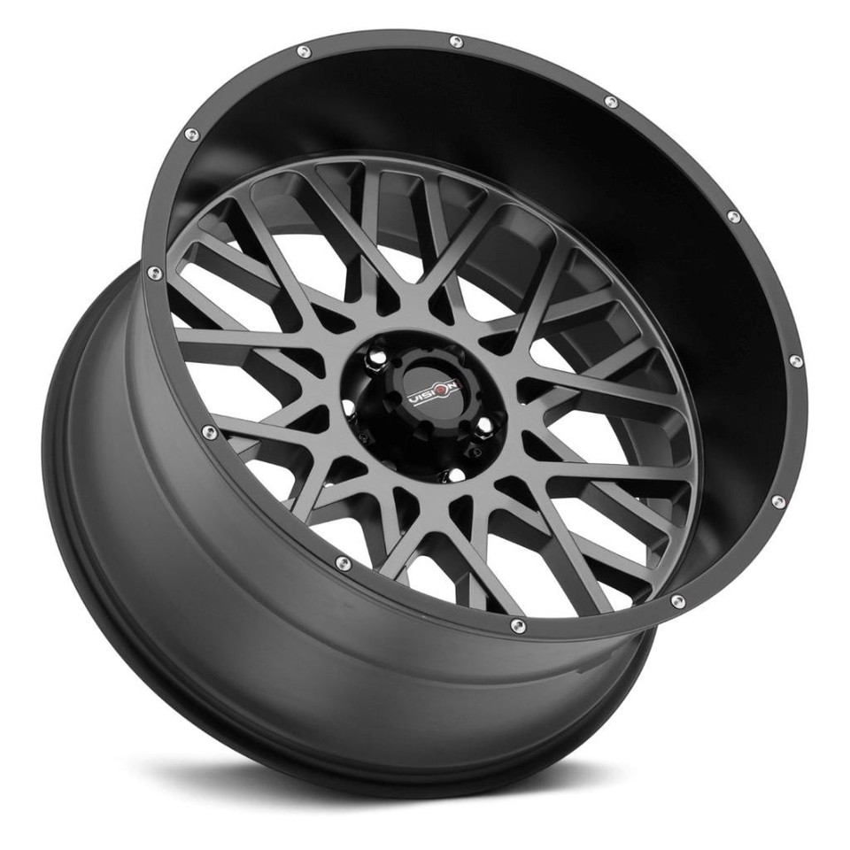 (Set-4) Vision Offroad 412 Rocker 22x10 6x135 -19mm Anthracite Wheels ...