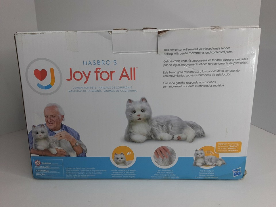 Joy For All Silver Grey & White Robotic Comfort & Companion Pet Cat ...