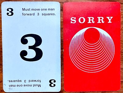 1964 Parker Brothers SORRY Board Game - Replacement Card #3 | eBay