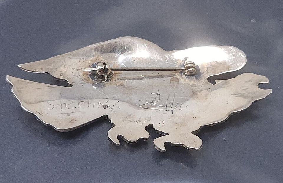 Vintage NAVAJO Sterling Silver EAGLE BlueTURQUOISE Inlay Brooch | eBay