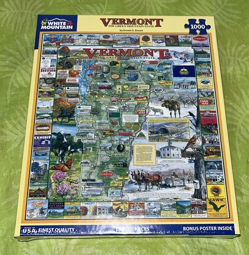 NEW White Mountain 1000 Piece Puzzle VERMONT THE GREEN MOUNTAIN STATE ...