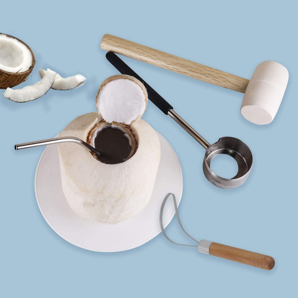 Coconut Opener Tool Set For Young Kit W Hammer Food Safe Stainless ...