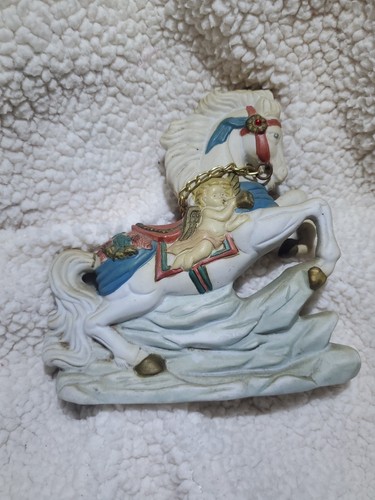Vintage Michael Golden Supex Ceramic Carousel Horse With Angel Cherub ...