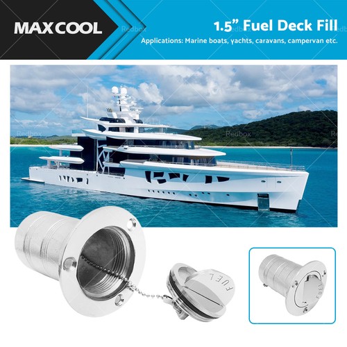 1.5" Fuel Deck Fill Keyless Polished Fuel Filler Stainless Steel For ...