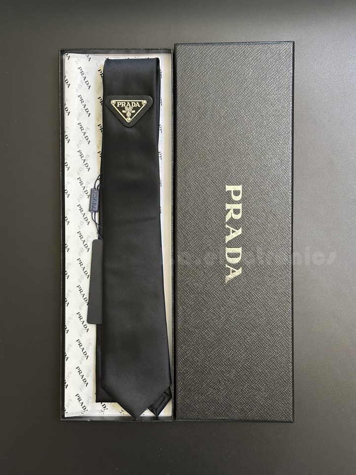 Prada Luxury Silk Tie – Triangle Logo | eBay
