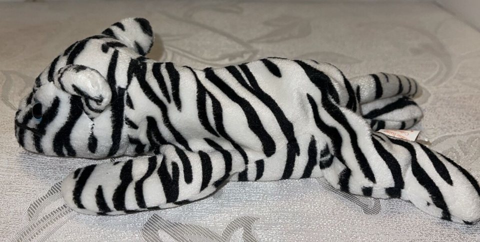 TY Zebra Plush Stuffed Toy Zoo Animal Wild Black & White Blue Eyes 8" l ...