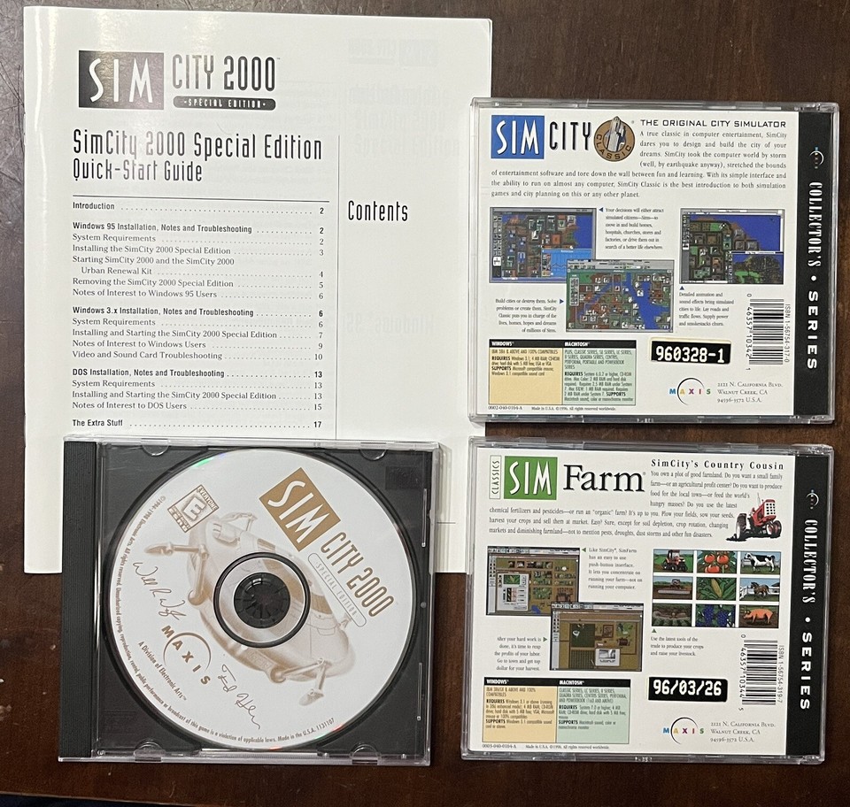 Maxis SIM CITY 2000 Special Edition w/ Guide + Collector Series CLASSIC ...