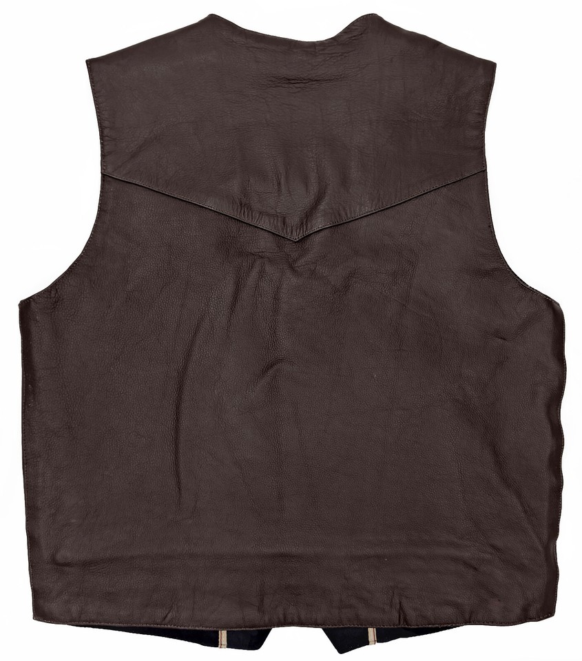 sTs Ranchwear Leather Chisum Cowboy Western Lined Concealed Vest Men's ...
