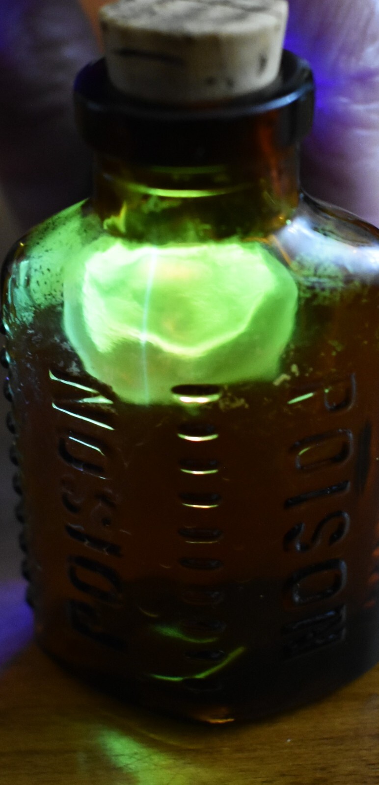 Antique Glass Embossed Poison Bottle 3-Siided Ribbed Blown Molded ...