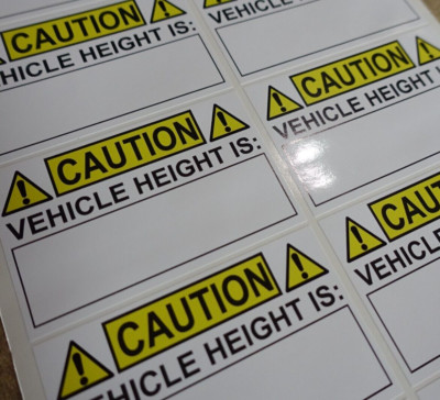 10 x Van Lorry Bus Truck Cab Trailer HGV Vehicle Height WARNING VINYL ...