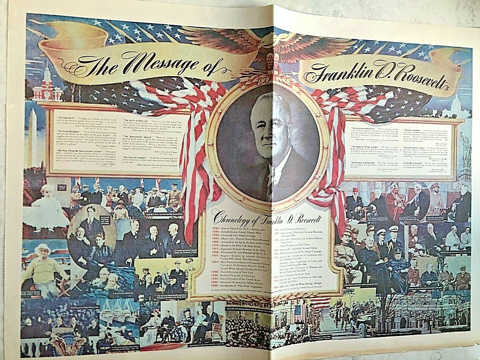 WW2 PROPAGANDA POSTER THE MESSAGE OF FRANKLIN D ROOSEVELT CHRONOLOGY ...