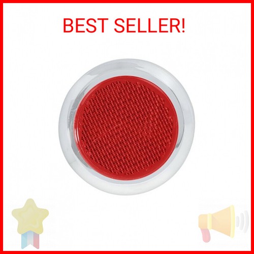 Round Red Stick-On Reflector with Chrome Bezel for Trucks, Trailers ...