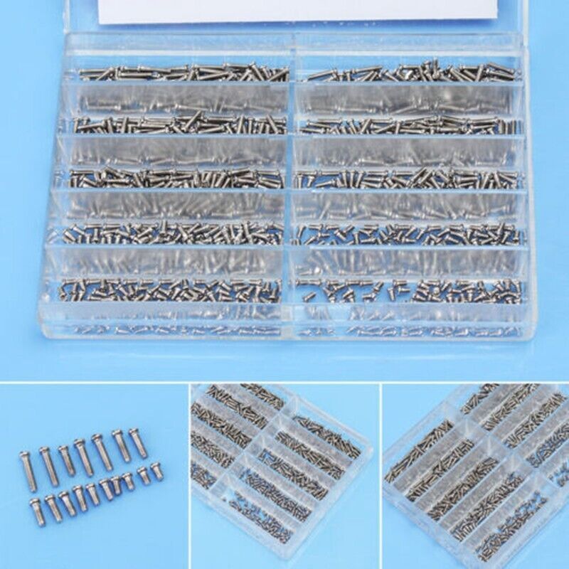 1000pcs Stainless Steel Watch Screw Assortment Kit 10 Sizes with ...
