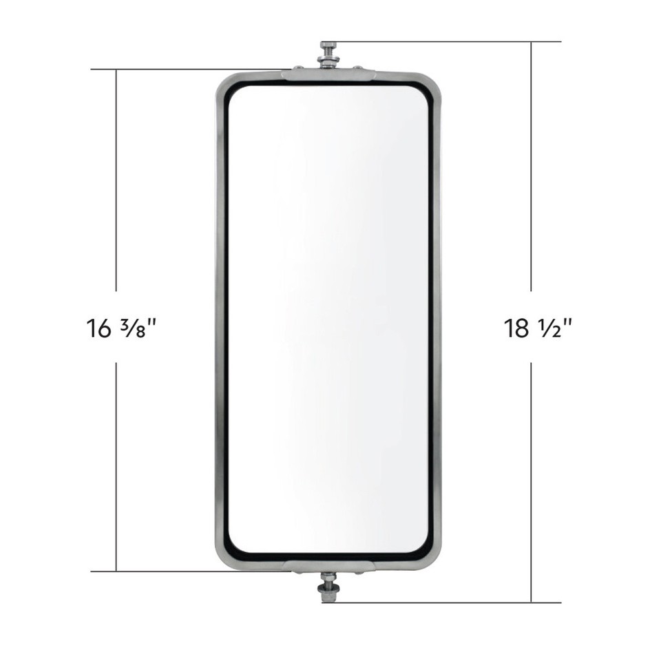 7" X 16" 430 Stainless Steel West Coast Style Mirror Non Heated Truck ...