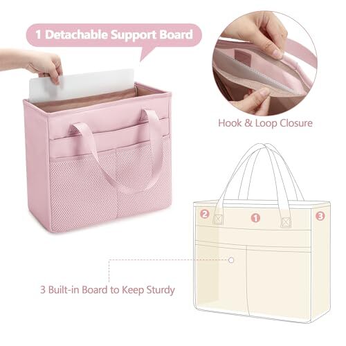 File Folder Tote Bag with Handle Portable Document Organizer Box for ...