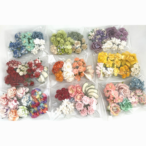 9 Packs Paper Flower Kit Wedding Gift bouquet Scrapbook (TH/9-Multi ...