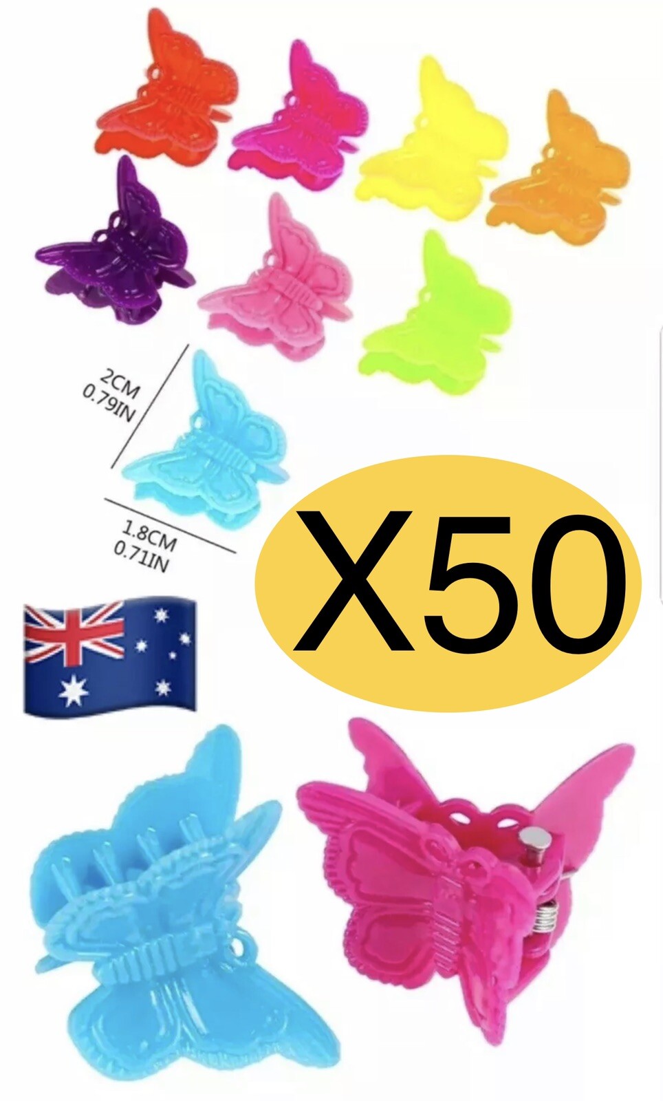 50 Pcs Butterfly’s Fashion Plastic Hair Clip Baby Girls Clamp Claw ...