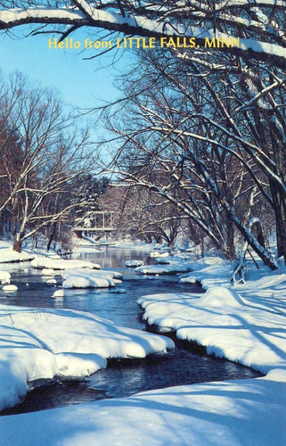 Hello from Little Falls Minnesota Majestic Wintertime Postcard | eBay