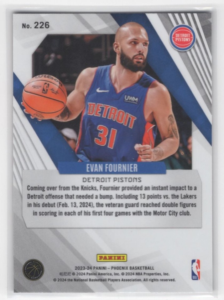 #226 Evan Fournier 2023-24 Phoenix Red Ice Detroit Pistons | eBay UK