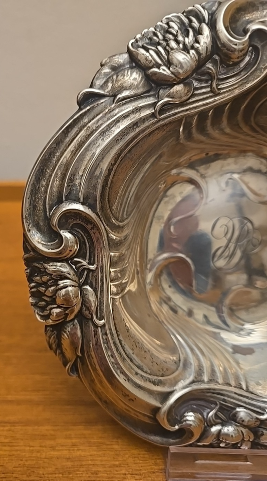 Whiting Sterling Silver 6" Ornate Candy Dish Water Lily 6421 Art Noveau ...