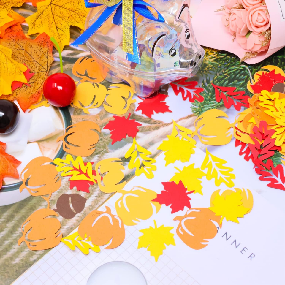 2 Bags Fall Maple Leaf Pumpkin Acorn Paper Confetti, Autumn Table ...