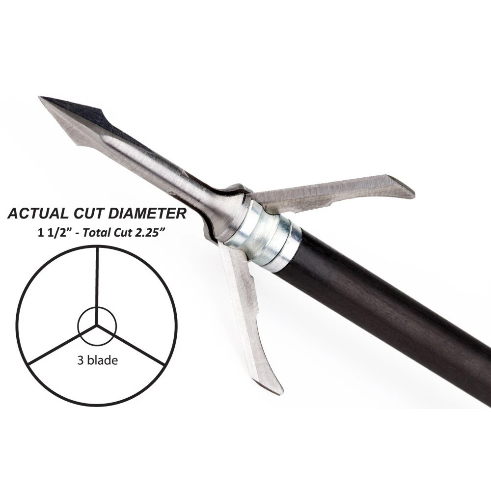 Grim Reaper Fatal Steel Broadhead 3 Blade Mechanical 1 1/2″ Cut 125gr ...